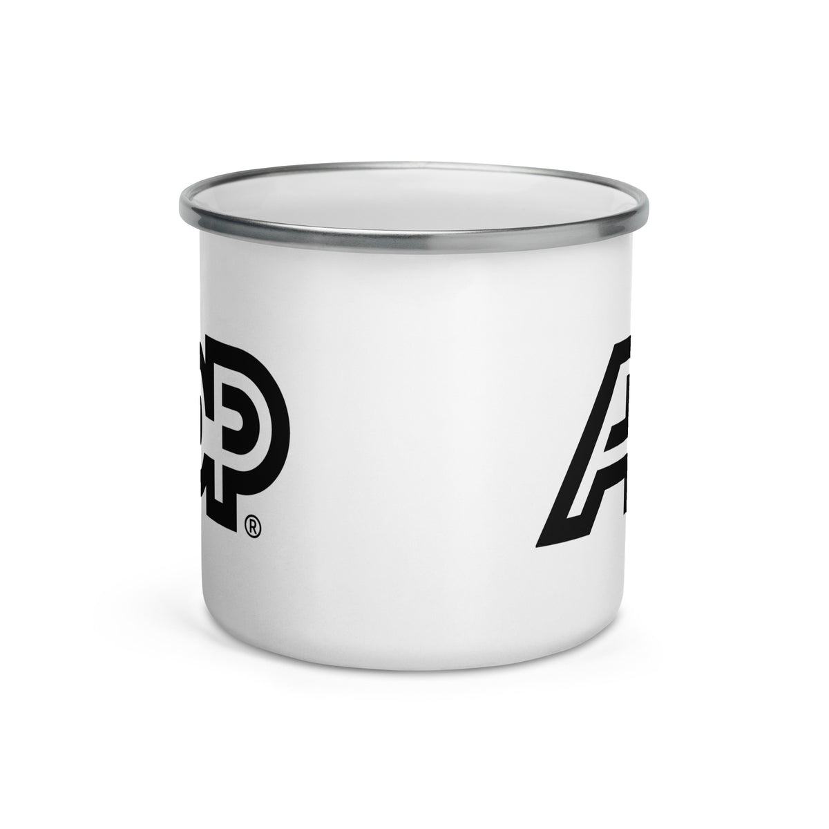12oz Enamel Camping Mug (White) - ADP (Black) – ADP Company Store